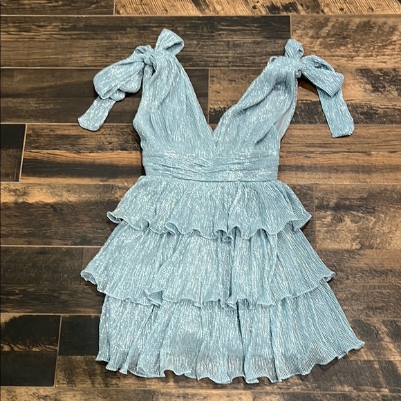 Mable | Dresses | Chic Light Blue Ruffle Mini Dress | Poshmark